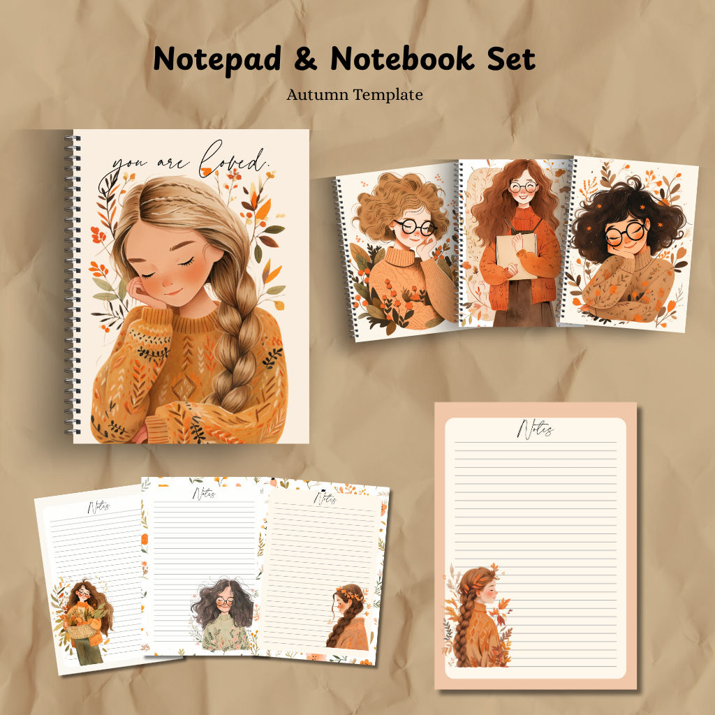 Notepad & Notebook Set – Autumn Template